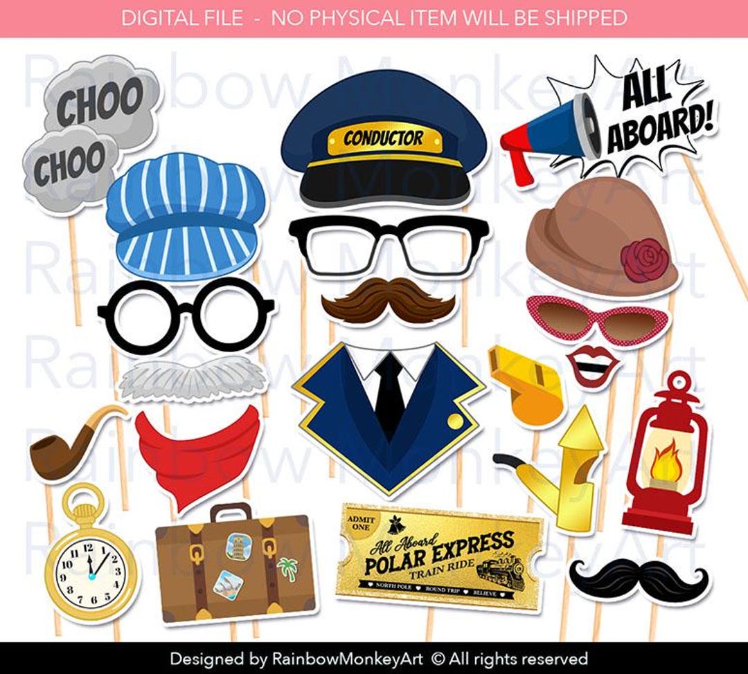 Printable Train Conductor Photo Booth Props - Train Conductor ...
