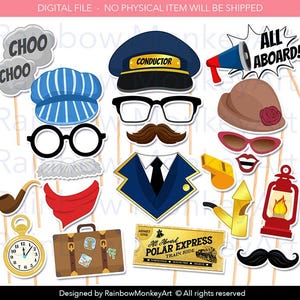 Train Conductor Photo Booth Props: Printable Party Decor (digital ...