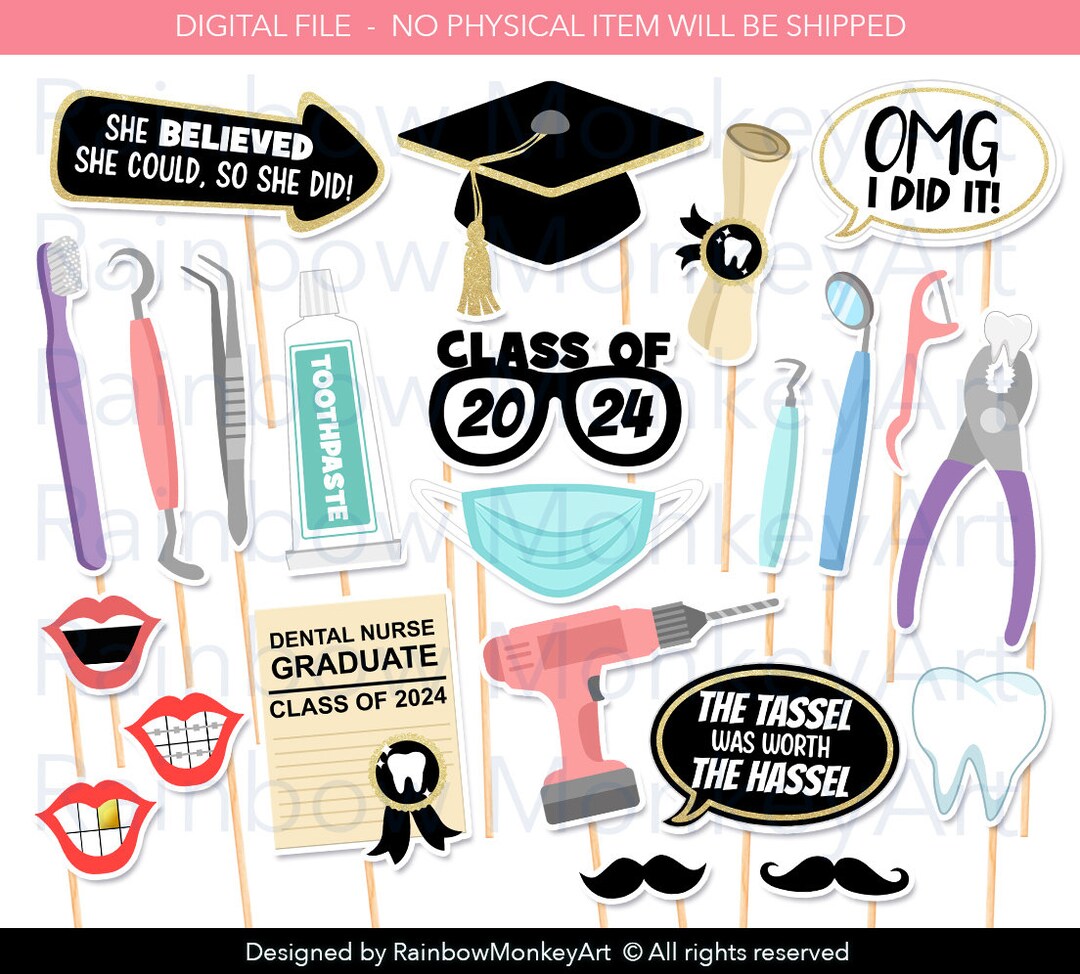 Printable 2024 Dental Nurse Graduation Photo Booth Props Dental Nurse ...