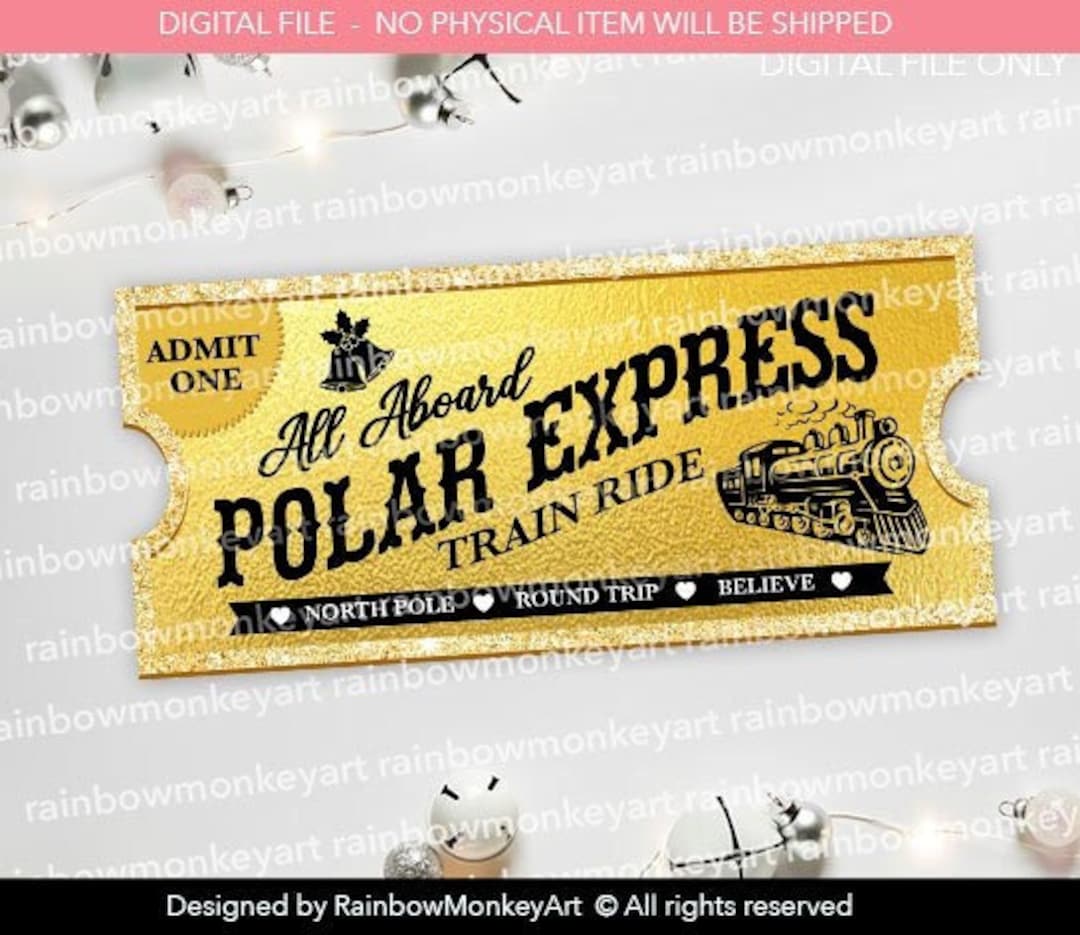 Golden Polar Express Train Ticket: Christmas Decor (digital Download ...