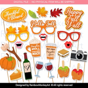 Printable Fall Photo Booth Props - Fall Wedding Photobooth Props - Fall ...