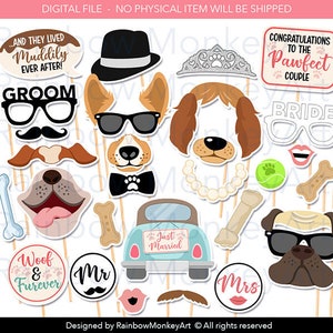 Printable Dog Wedding Photo Booth Props - Wedding Photobooth Props ...