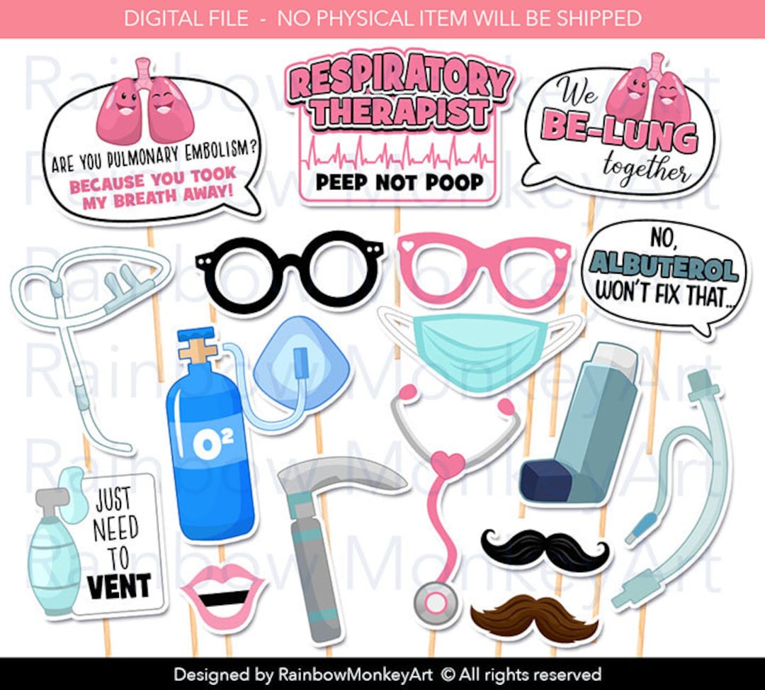 Printable Respiratory Photo Booth Props - Funny Respiratory Puns ...
