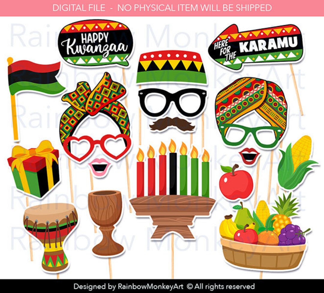 Printable Kwanzaa Party Photo Booth Props - Kwanzaa Photobooth Props ...