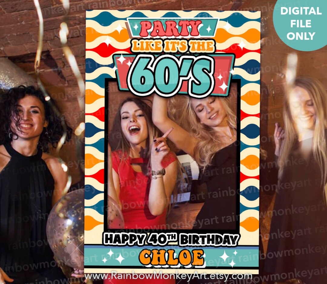 Printable 60s Photo Booth Frame - 60's Style Photobooth Frame - 60s ...