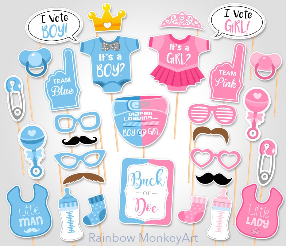 Gender Reveal Baby Shower Photo Props Buck or Doe Baby Printable ...