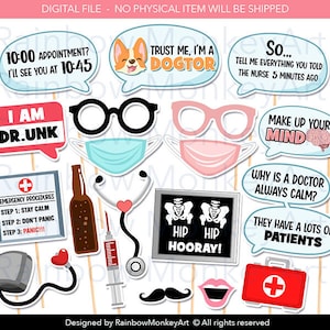 Printable Doctor Photo Booth Props - Funny Doctor Photo Booth Props ...