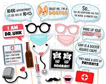 Doctor Party Printable Photo Booth Props Nurse Photo Booth Props ...