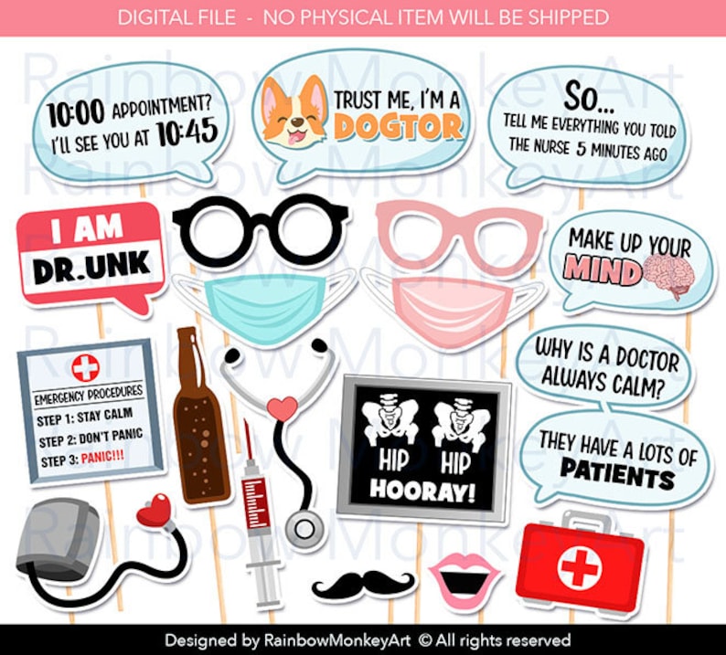Printable Doctor Photo Booth Props Funny Doctor Photo Booth Props ...