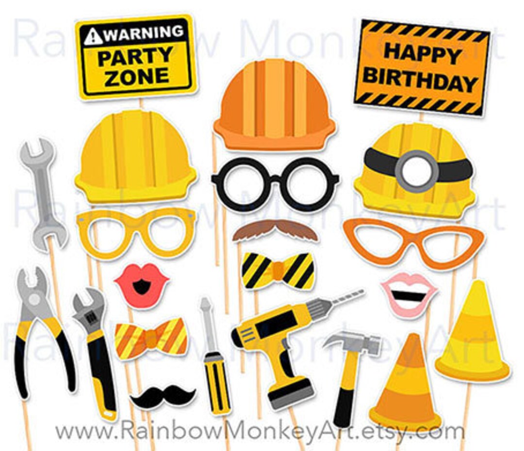 Printable Construction Photo Booth Props - Kids Construction Party ...