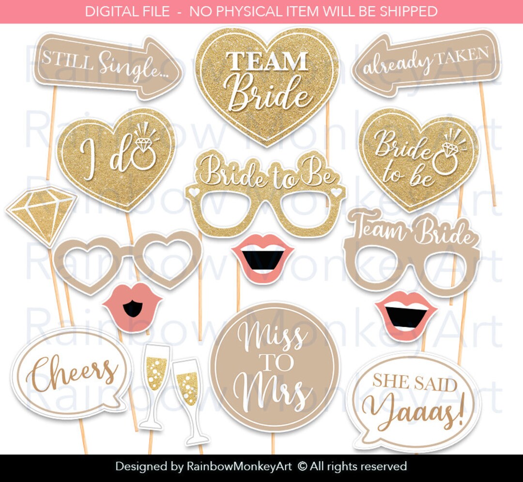 Bridal Shower Photo Booth Props: Hen Party Decorations (digital ...