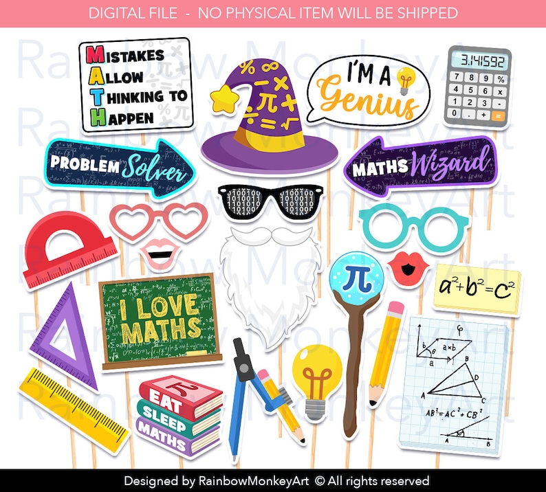 Printable Mathematics Photo Booth Props Maths Photobooth Props Maths ...