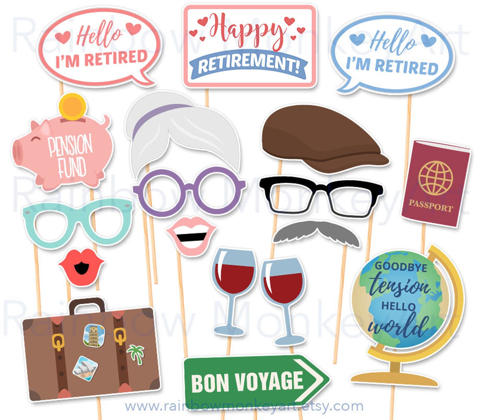 Printable Retirement Party Photo Booth Props Retirement - Etsy UK