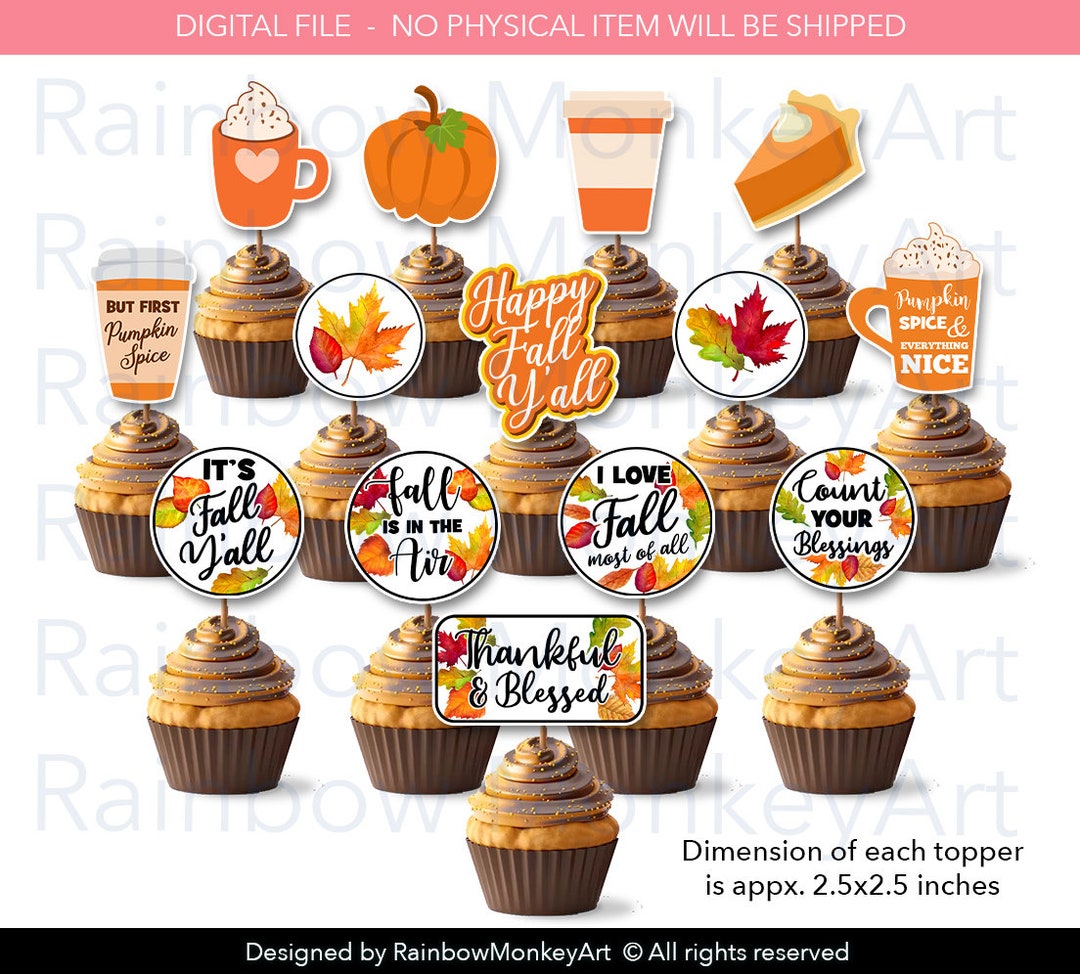 Printable Fall Cupcake Toppers: Funny Autumn Puns (PDF) - Etsy