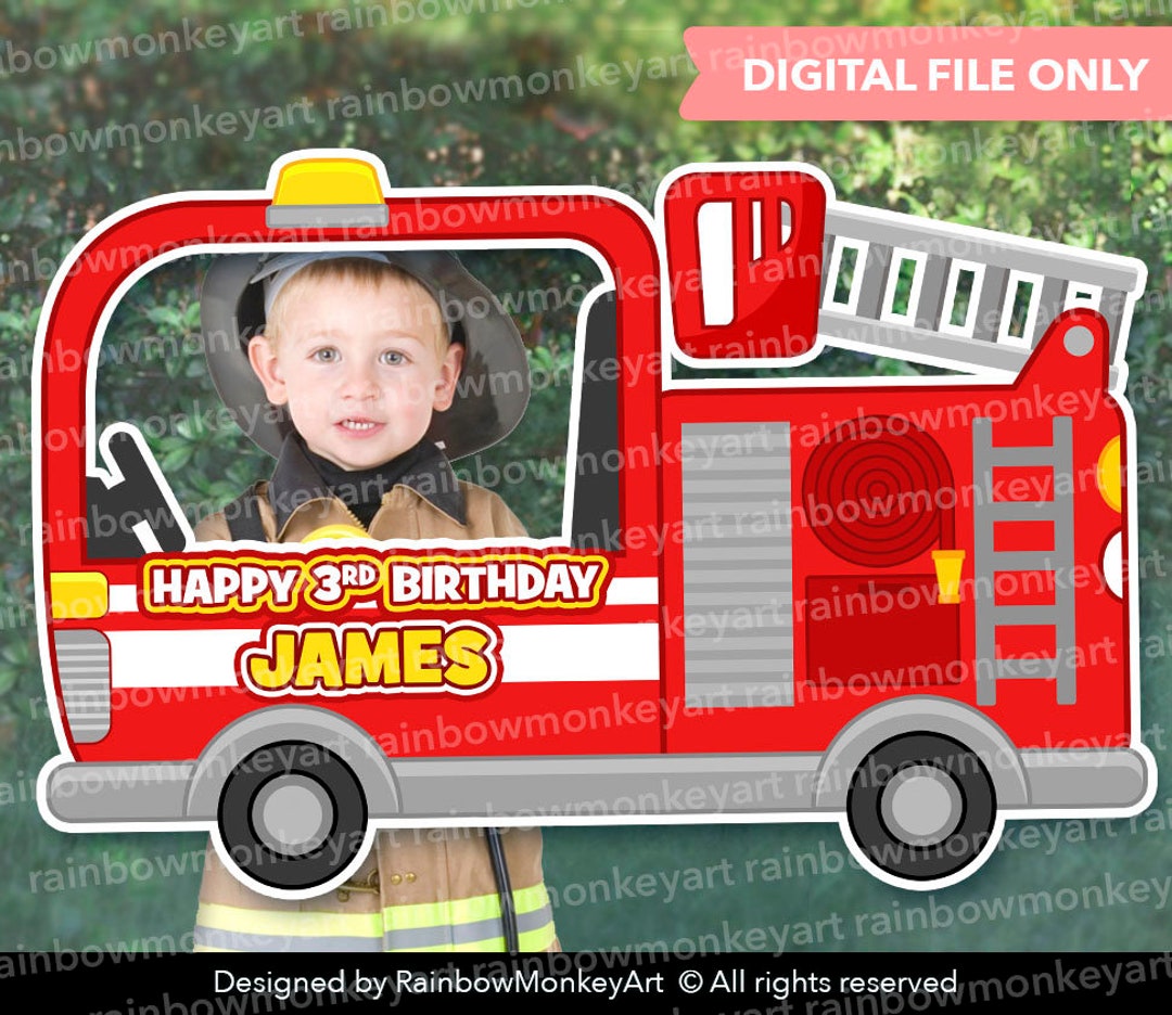Fire Truck Printable Photo Booth Frame - Fire Engine Photo Booth Frame ...