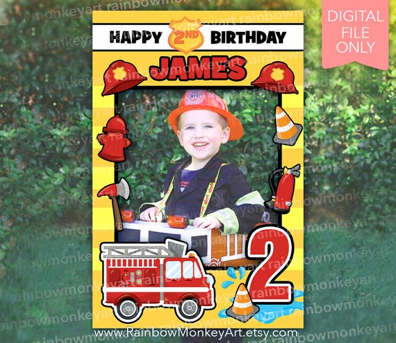 Fire Truck Printable Photo Booth Frame Fire Engine Photo | Etsy