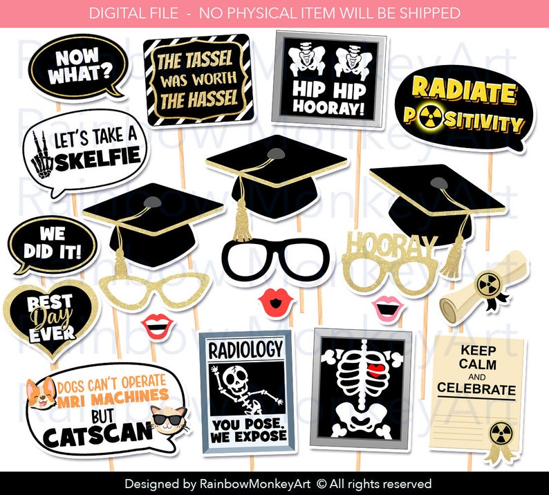 Radiology Graduation Photo Booth Props: X-ray Theme (digital Download ...