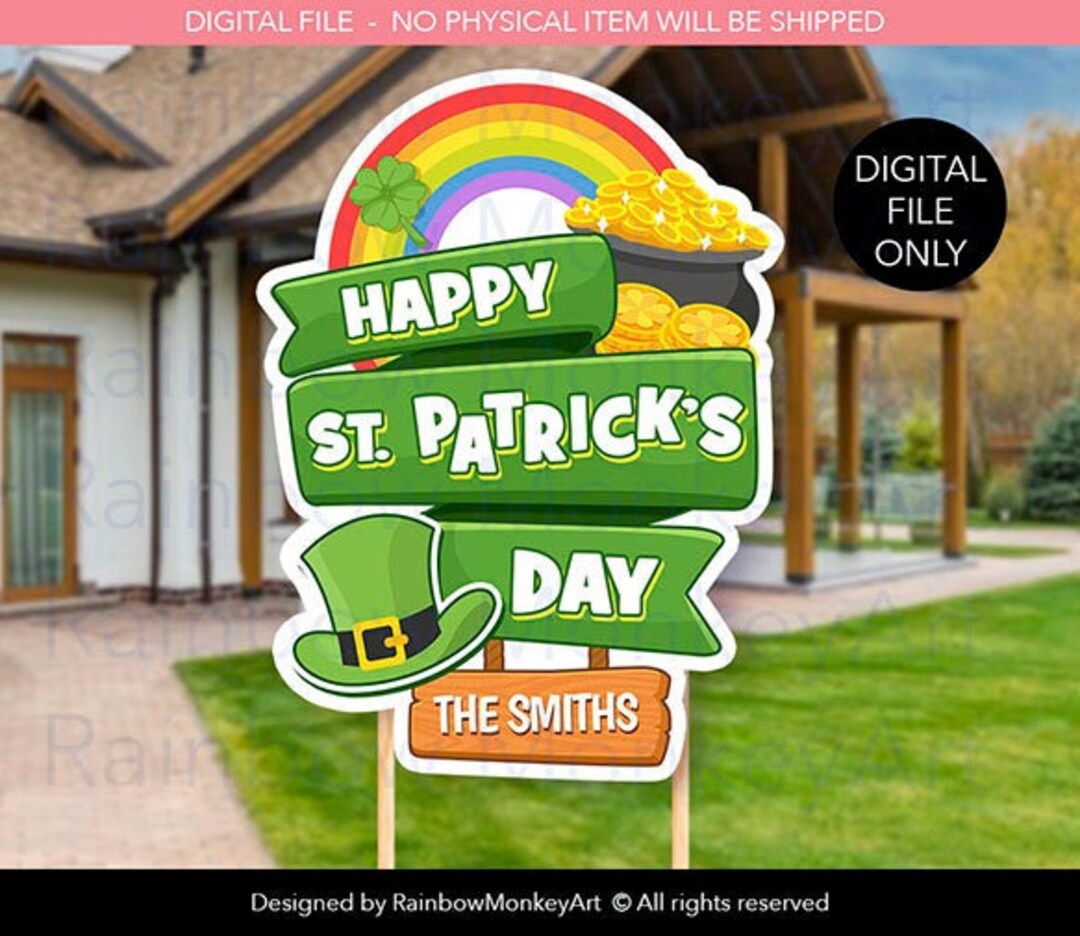 St Patrick's Day Printable Lawn Sign - Personalised St Patrick's Day ...
