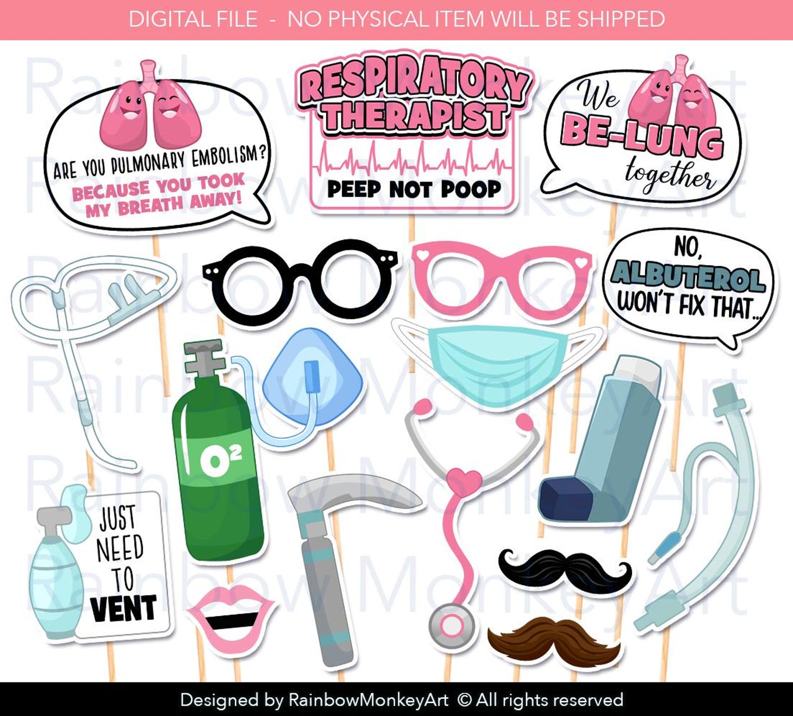 Respiratory Photo Booth Props: Funny Medical Puns (digital Download) - Etsy