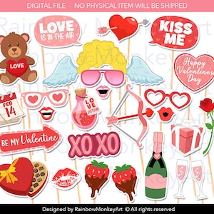 Printable Valentine's Day Party Photo Booth Props, Valentine's Day ...