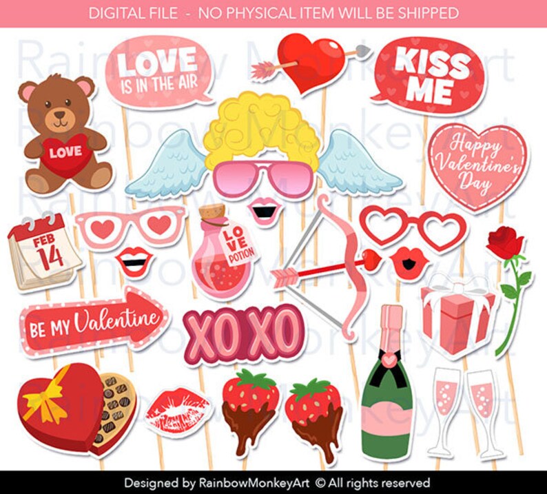 Printable Valentine's Day Party Photo Booth Props - Etsy