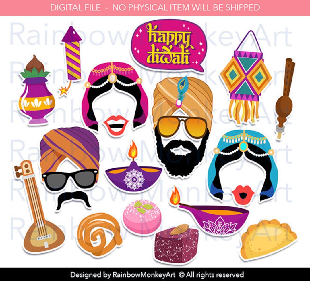 Printable Diwali Party Photo Booth Props Diwali Photobooth Props ...
