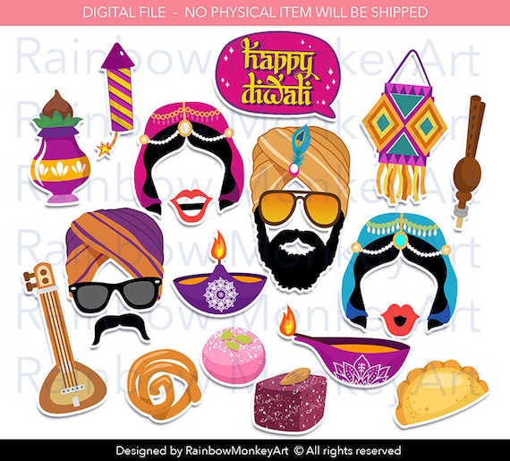 Printable Diwali Party Photo Booth Props Diwali Photobooth - Etsy