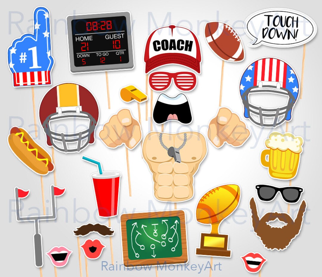 Printable Football Photo Booth Props - Football Party Photobooth Props ...
