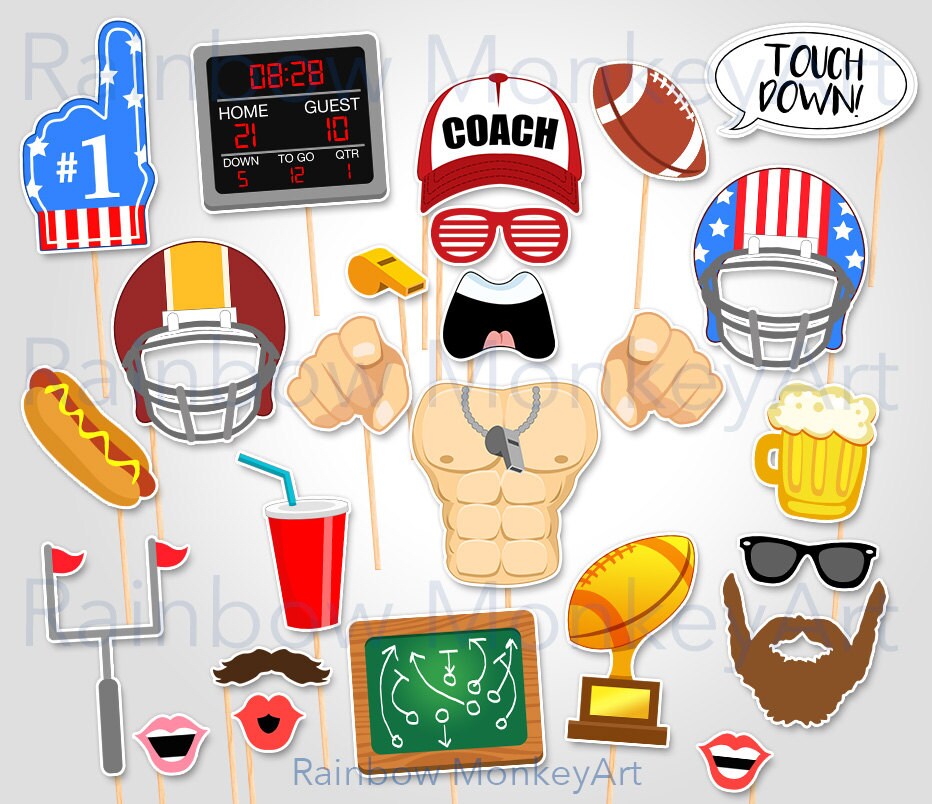 Printable Football Photo Booth Props Football Party | Etsy