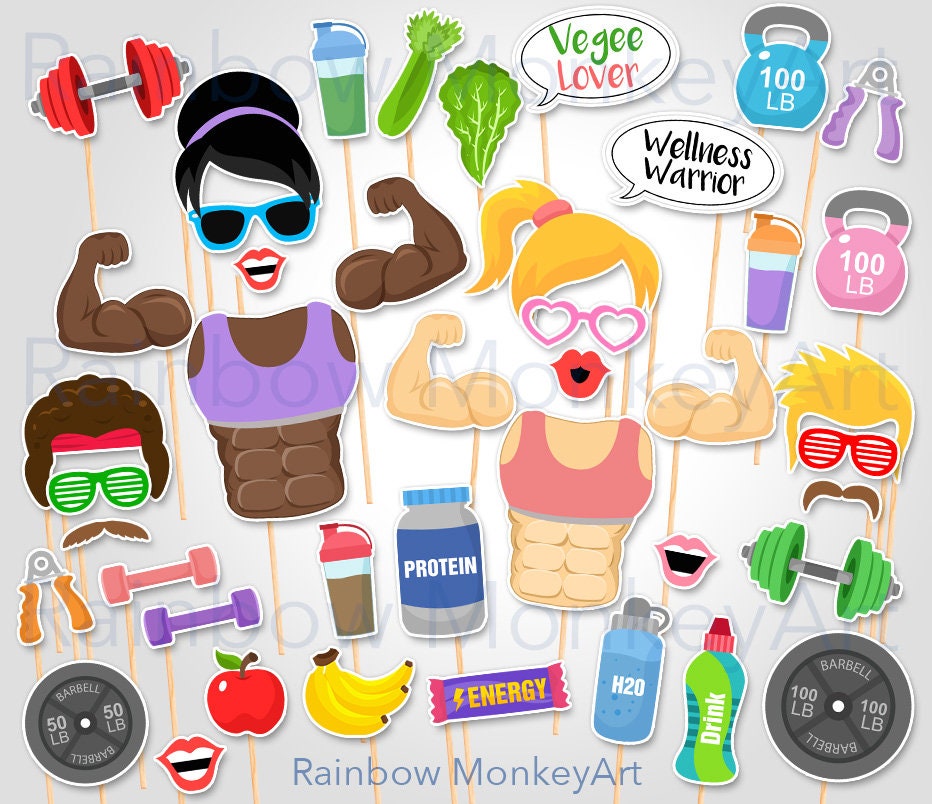 Printable Female Bodybuilder Fitness Photo Booth Props - Etsy