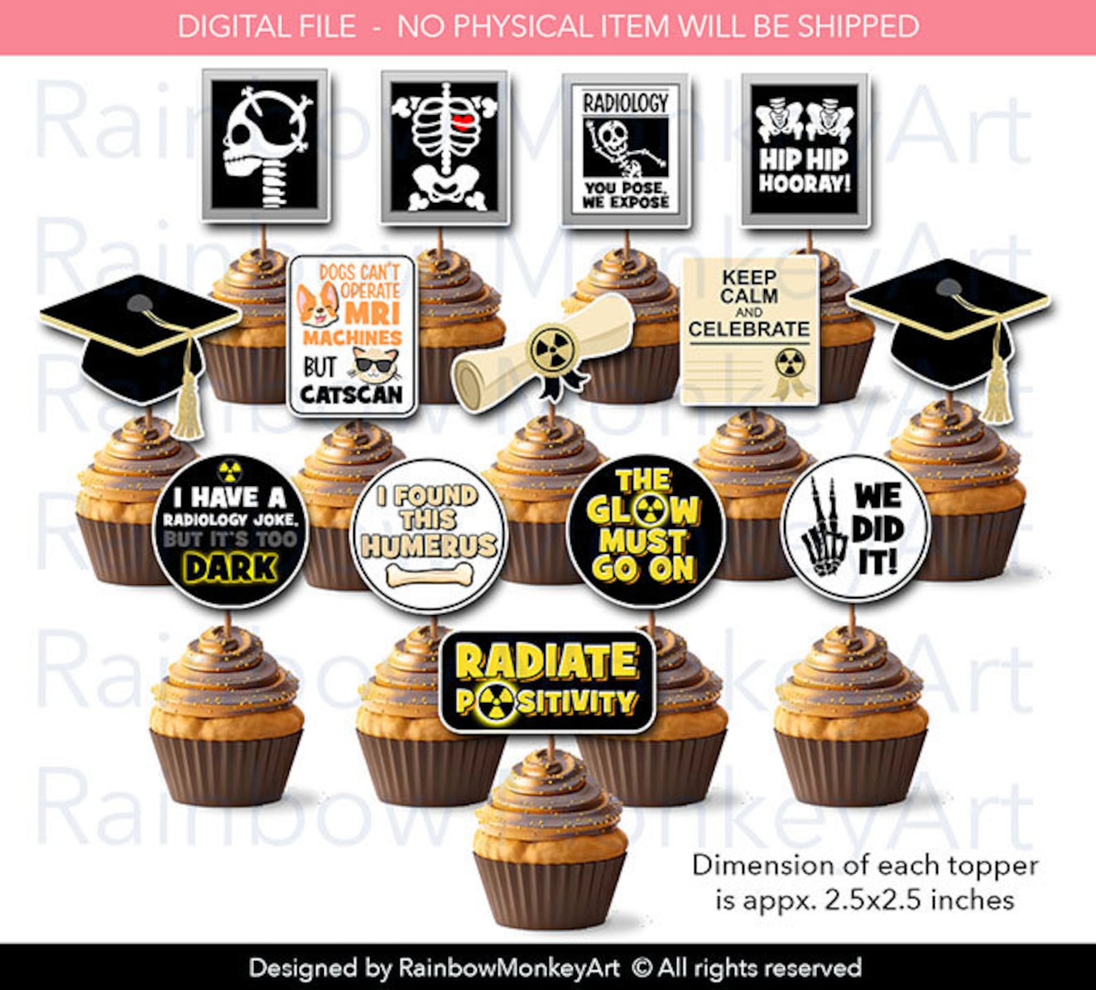 Printable Radiology Cupcake Toppers Funny Radiology Puns - Etsy UK