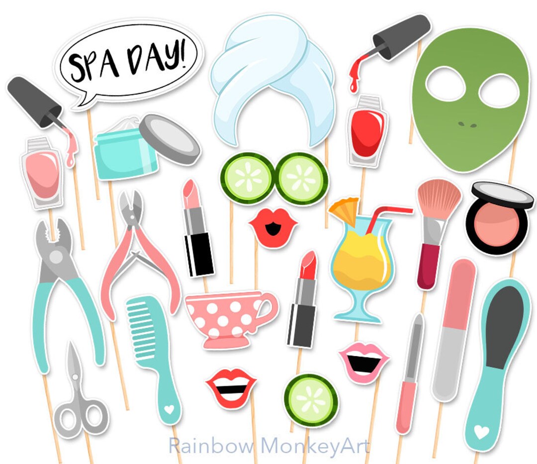Spa Day Photo Booth Props: Manicure Party Decorations (digital Download ...