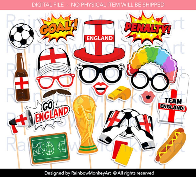 Printable Team England Soccer Photo Booth Props England - Etsy