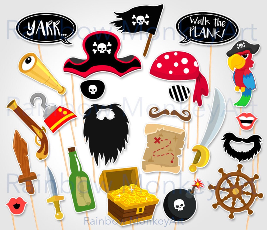 Printable Pirate Party Photo Booth Props - Pirate Kids Birthday Props ...