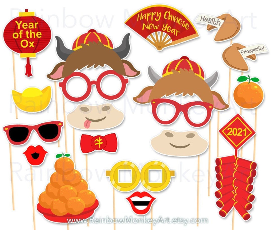 Chinese New Year Photo Booth Props - Year of the Ox Photobooth Props ...