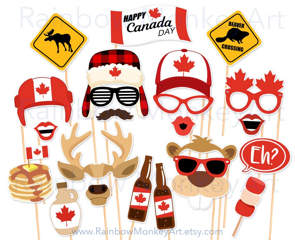 Canada Day Photo Booth Props: 34 Piece Printable Set (digital Download ...