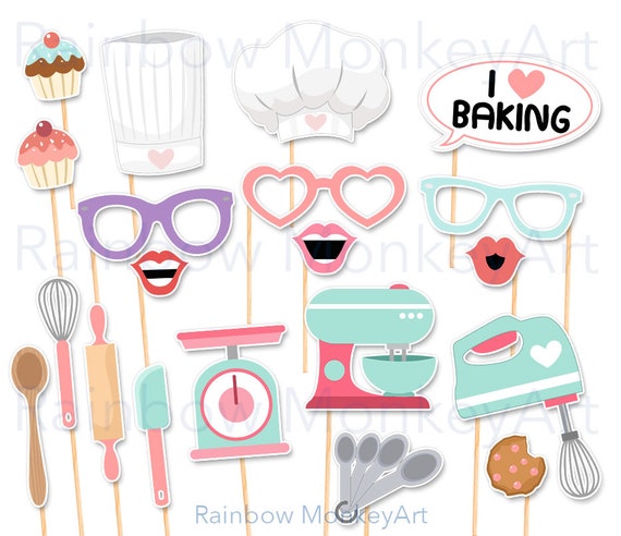 Printable Baking Party Photo Booth Props Kitchen Chef | Etsy Canada