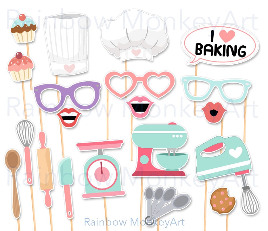 Printable Baking Party Photo Booth Props: 25 Piece Set (digital ...