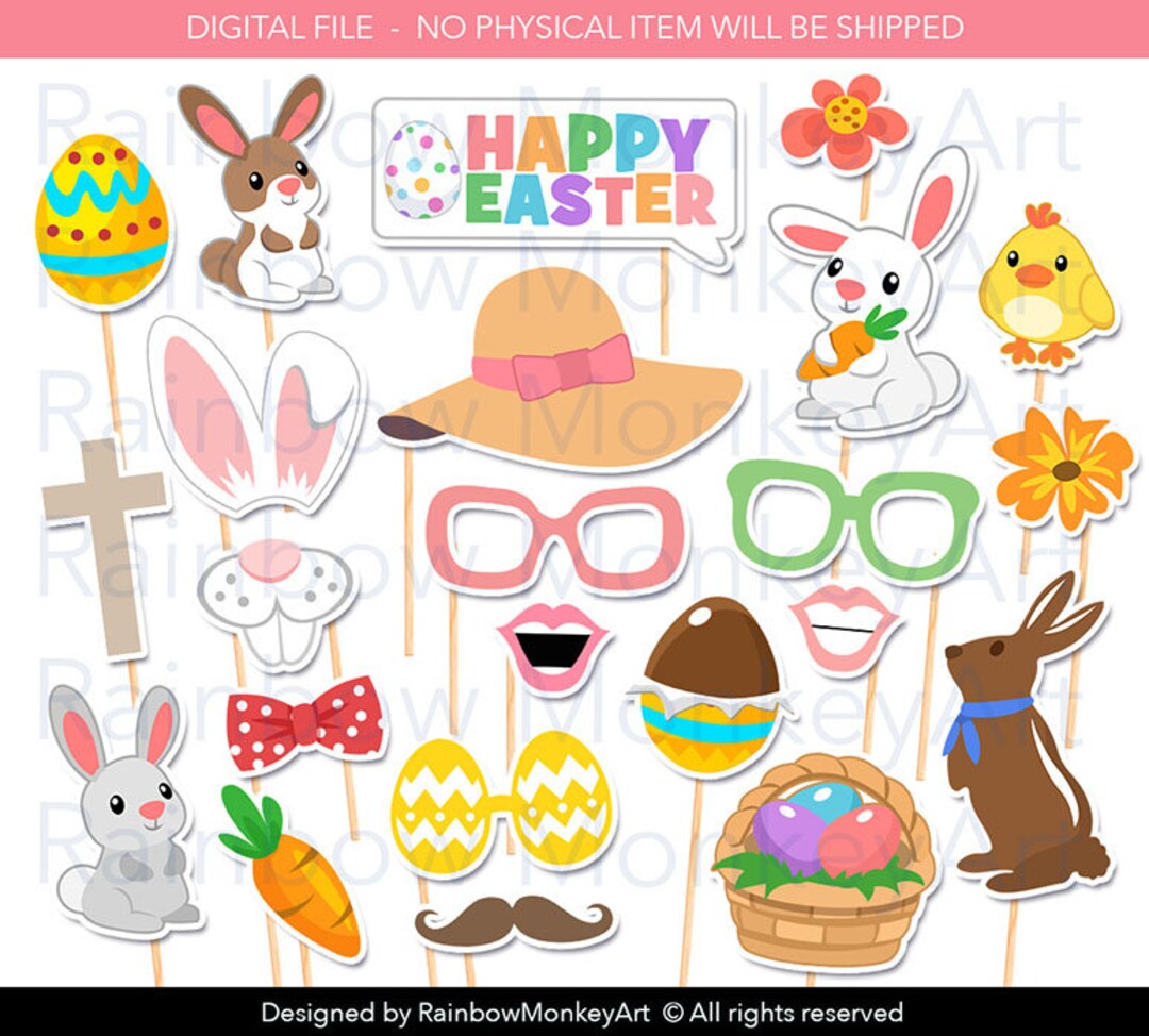 Easter Party Celebration Printable Photo Booth Props - Easter Party ...