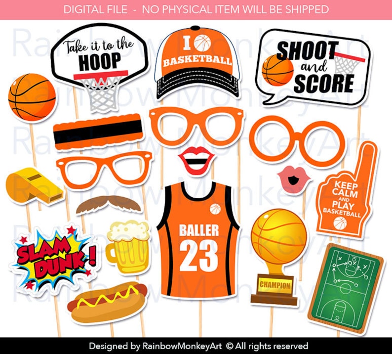 Printable Basketball Photo Booth Props Basketball Photobooth - Etsy