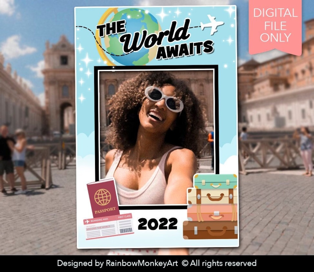 Travel Party Printable Photo Booth Frame - Travel Photo Booth Frame ...