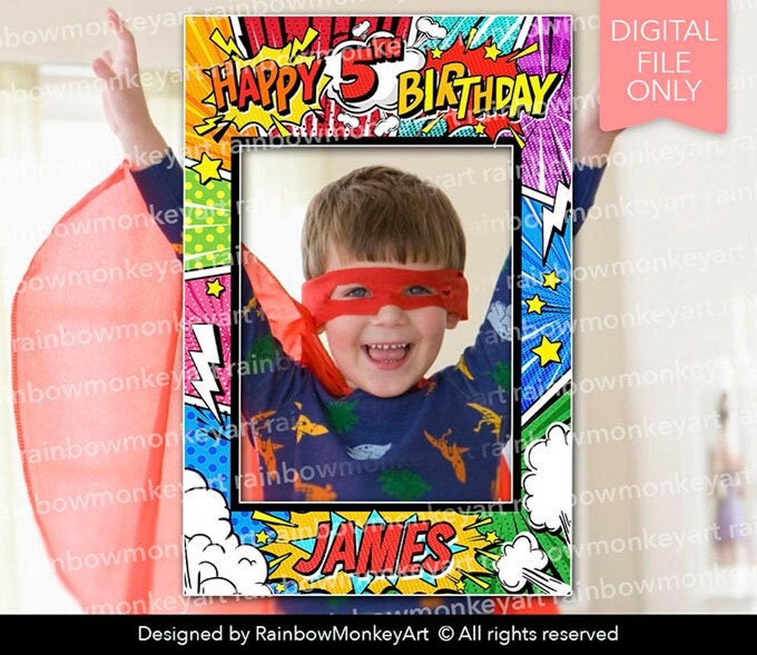 Printable Comic Book Birthday Photo Booth Frame (digital Download) - Etsy