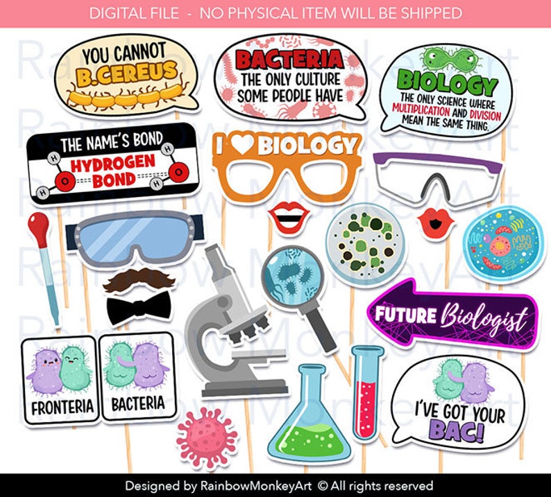 Printable Biology Photo Booth Props: Science Party Decor (digital ...