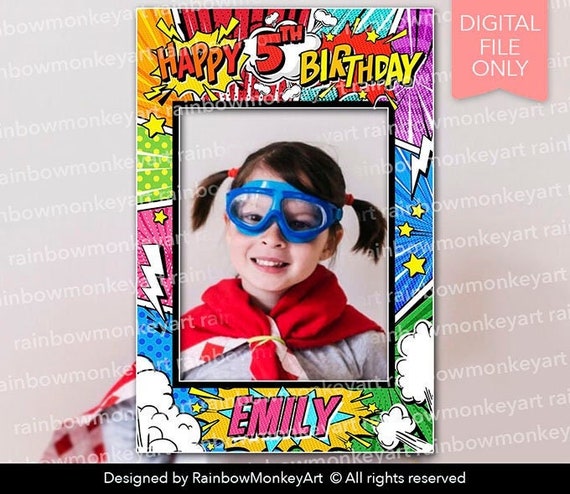 Printable Comic Book Style Photo Booth Frame Colourful Girl - Etsy