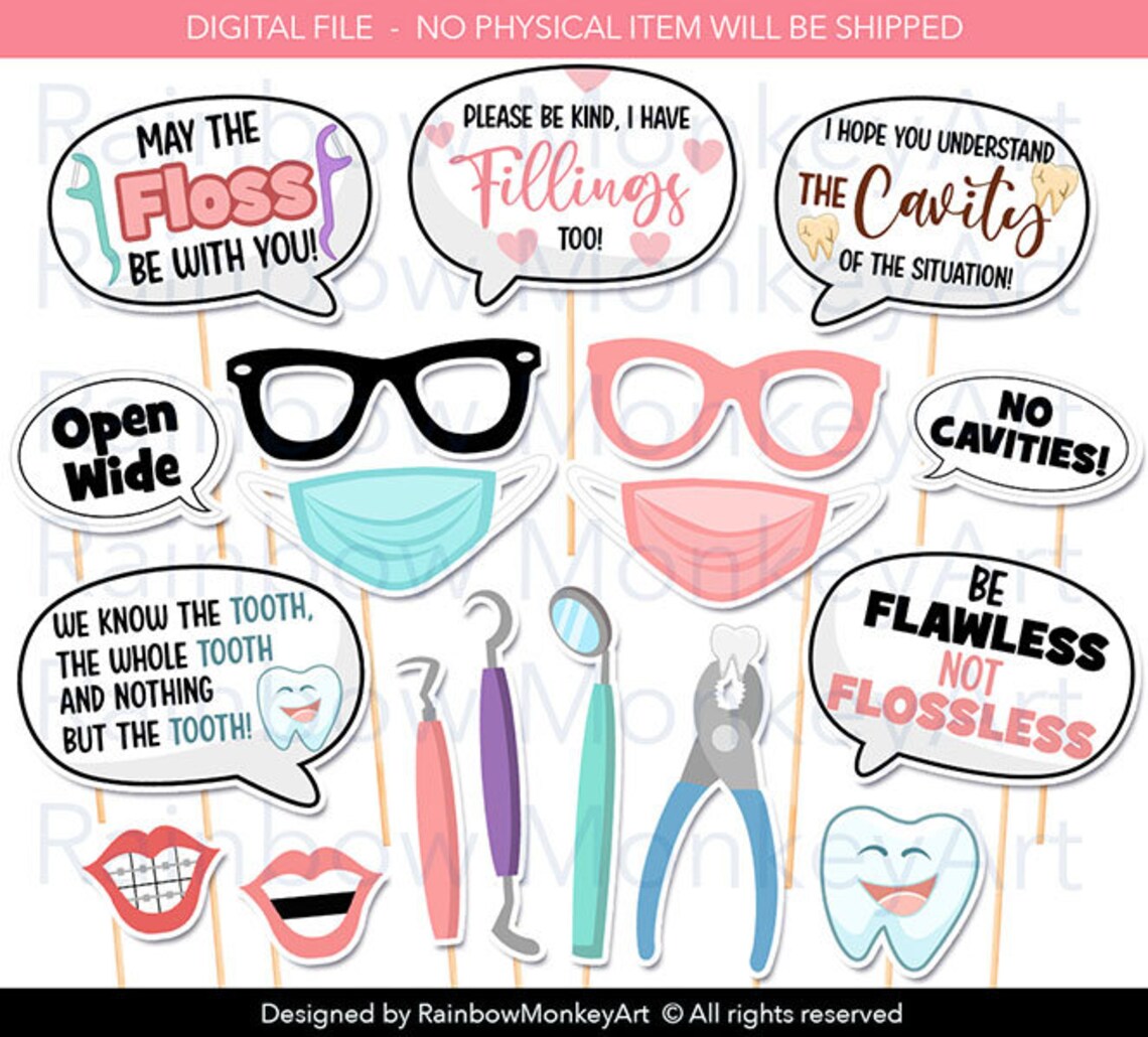 Printable Dentist Photo Booth Props Dentist Puns Photobooth - Etsy