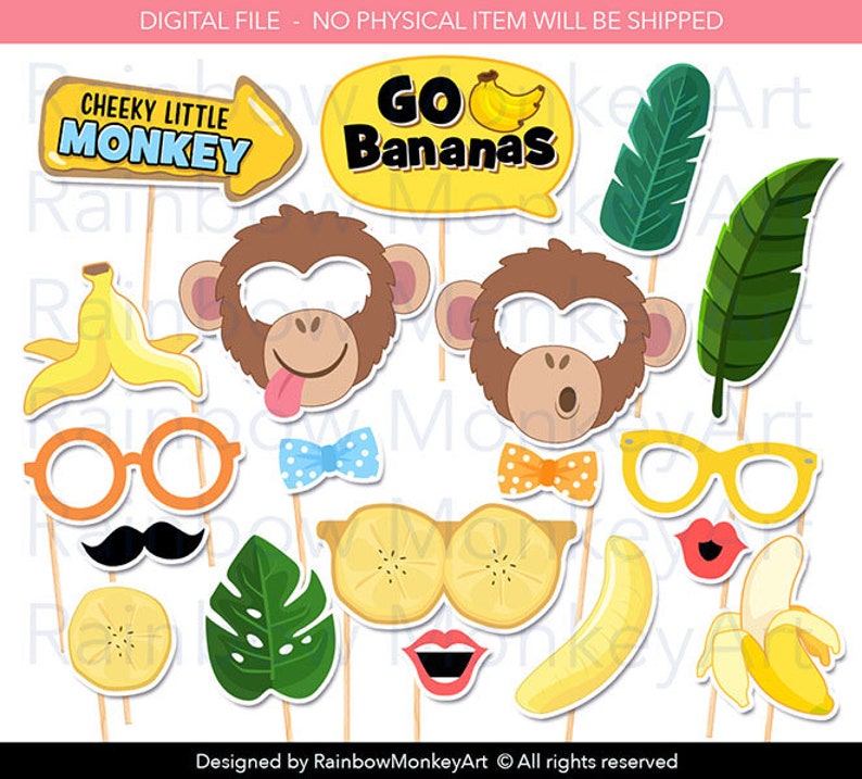 Printable Monkey Photo Booth Props Monkey Birthday Party - Etsy