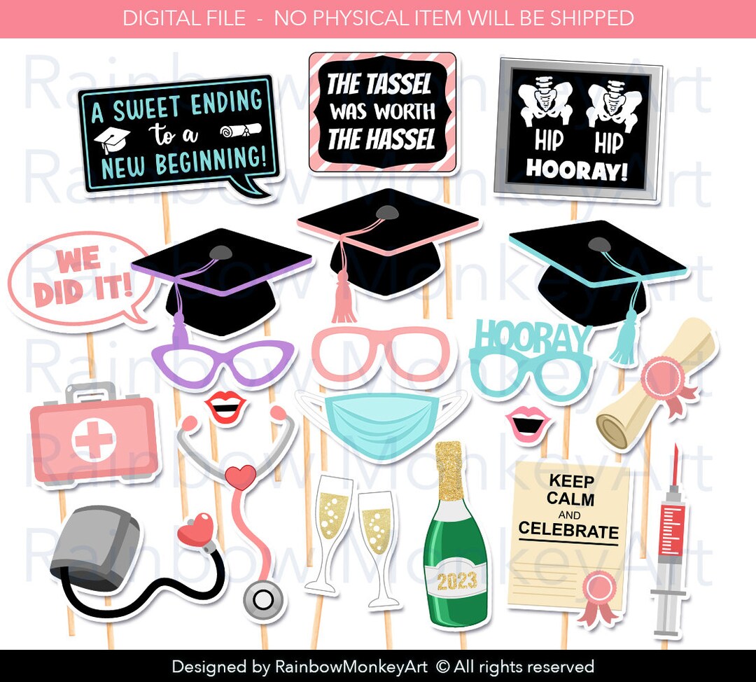 Medical Graduation Photo Booth Props: 22 Piece Set (digital Download ...