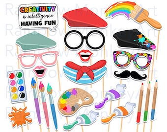 Printable Art Party Photo Booth Props Art Photobooth Props Paint Party ...