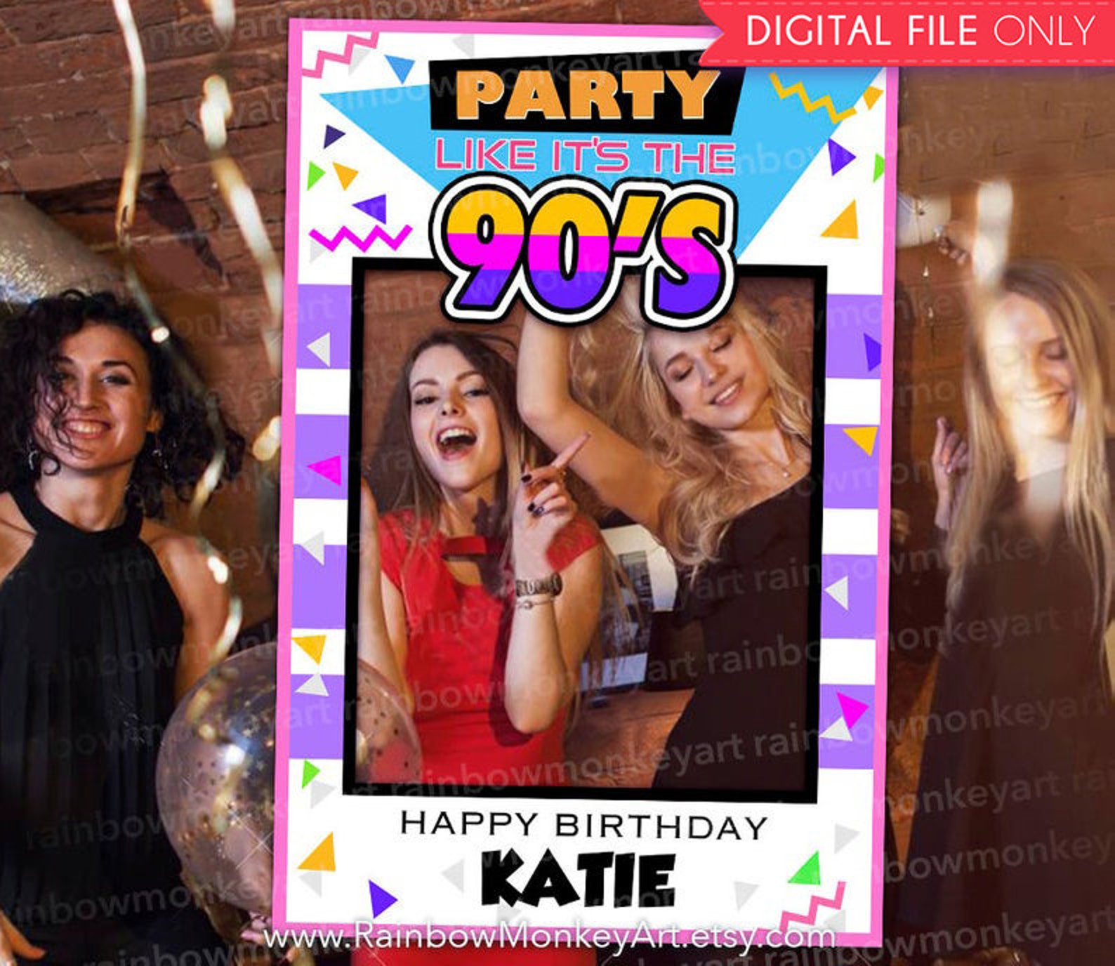 Printable 90s Photo Booth Frame 90's style Photobooth | Etsy