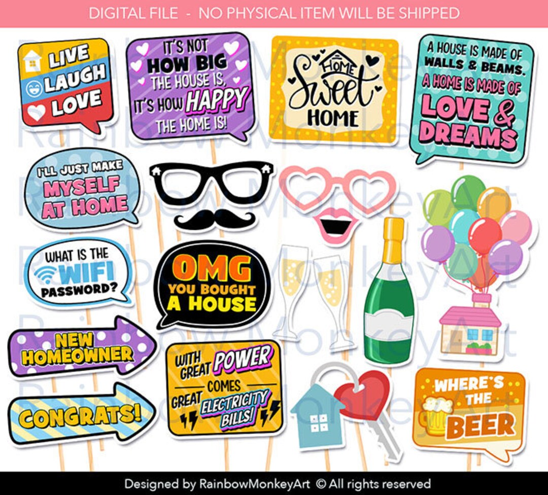 Printable Housewarming Party Photo Booth Props - Housewarming ...